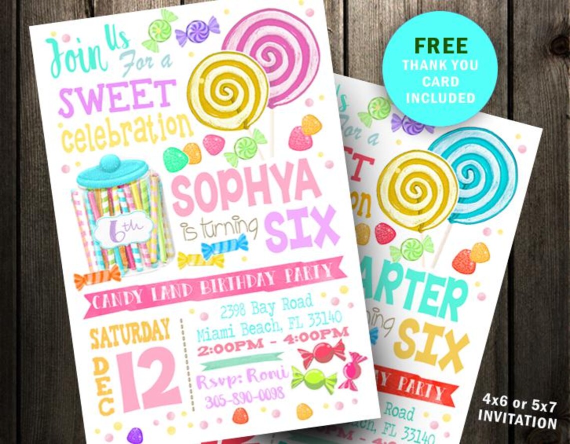Candyland Birthday Invitation Party Digital Download Phone Invite ...