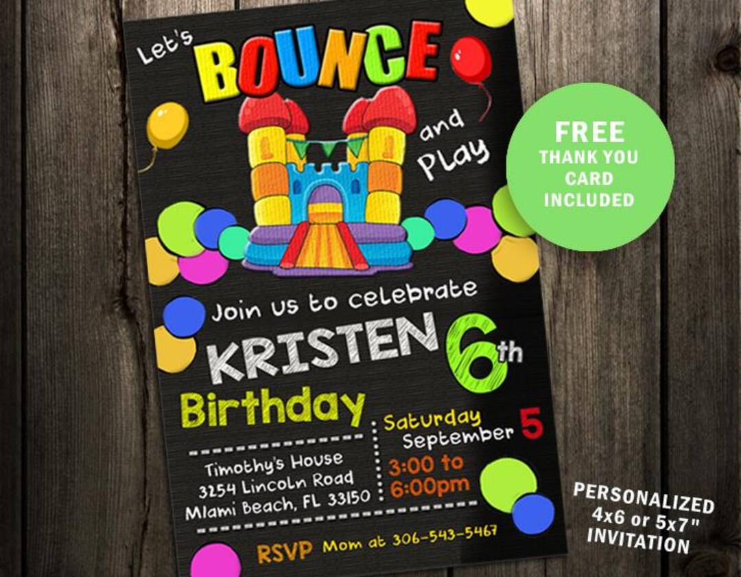 Bounce House Birthday Invitation Party Boy Phone Invite Printable ...