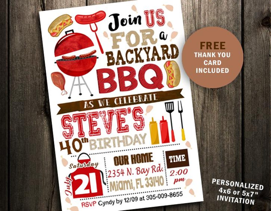BBQ Backyard Birthday Invitation Party Phone Invite Printable Editable ...