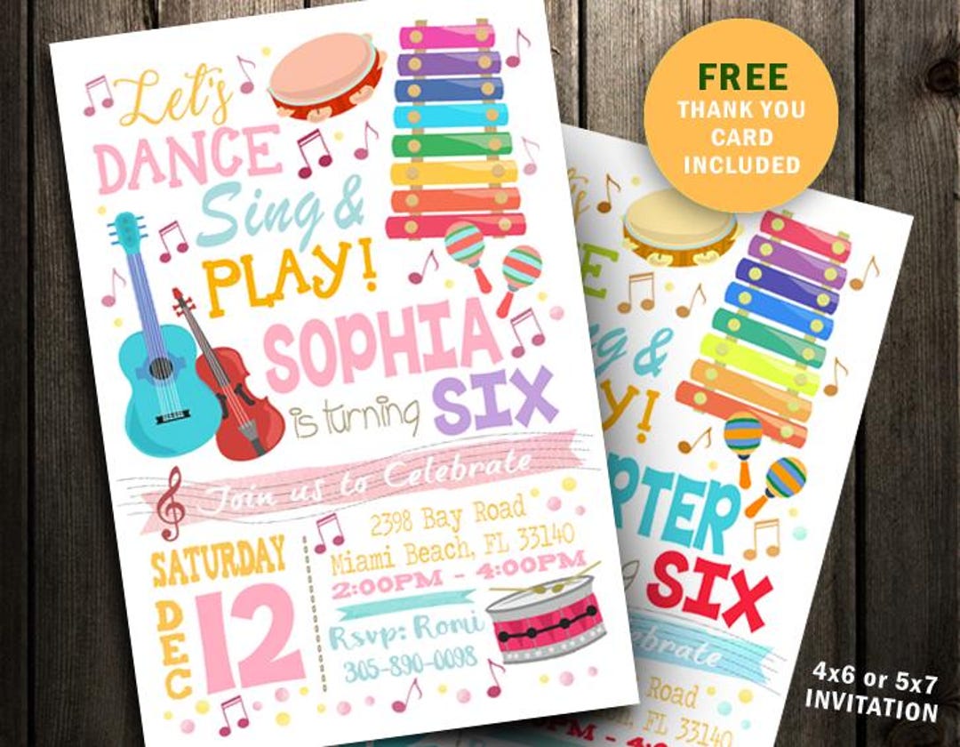 Music Party Invitation Birthday Digital Phone Invite Print Editable ...