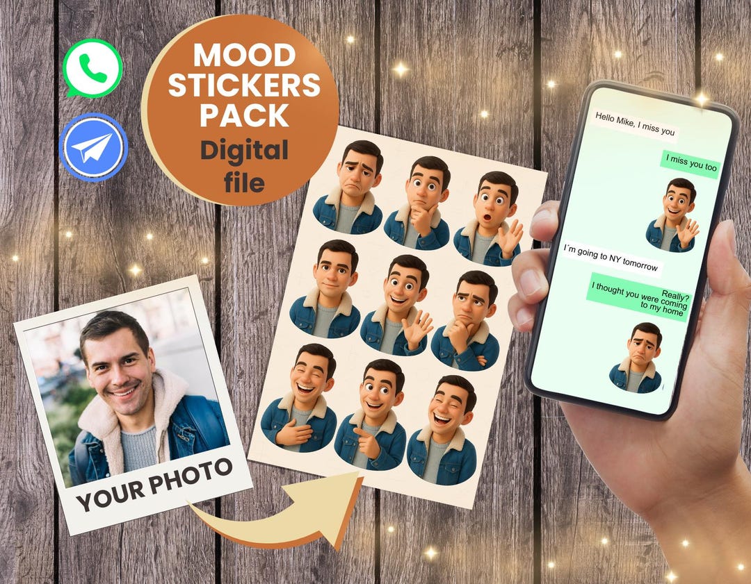 Custom Pixar Stickers Pack From Photo Whatsapp Digital Sticker Pack ...