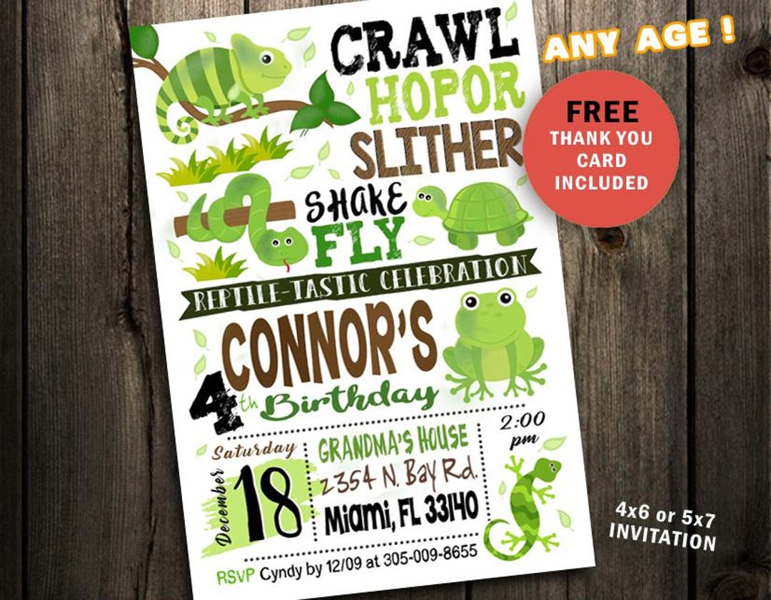 Reptile Birthday Invitation Party Retiles Phone Invite Print Editable ...