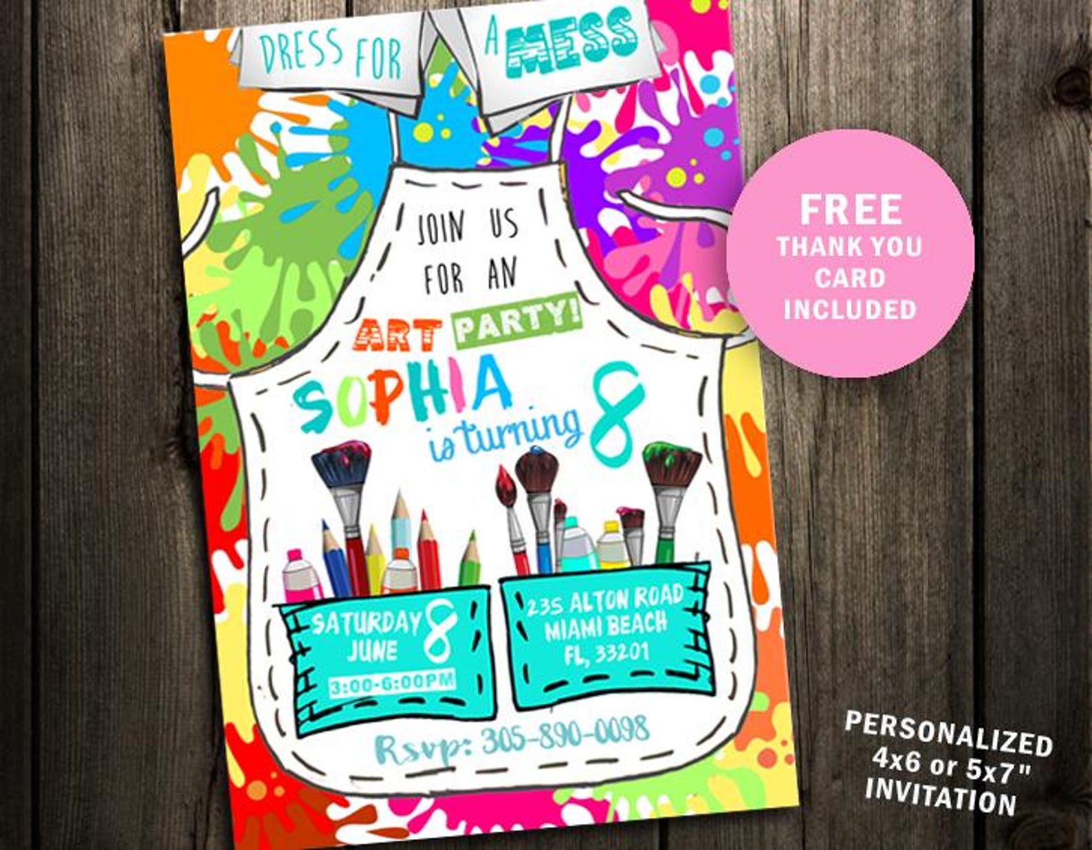 Painting Art Birthday Invitation Party Invite Paint Printable Editable ...