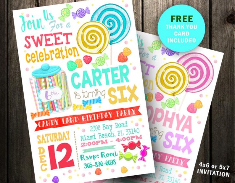 Candy Birthday Invitation Party Digital Download Phone Invite Printable ...