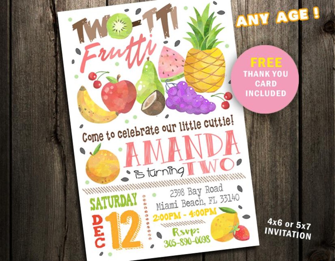 Tutti Frutti Birthday Invitation Party Phone Invite Printable Editable ...