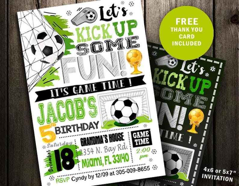 Soccer Birthday Party Invitation Futbol Digital File Instant Download ...