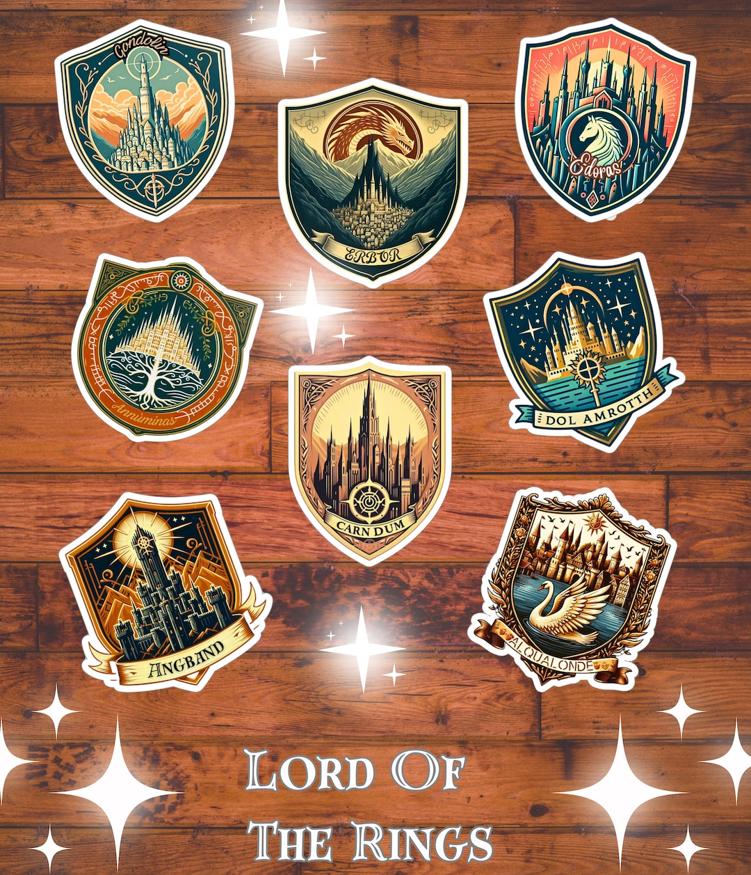 The Lord of the Rings Stickers, All Location Hobbits, the Lord Cities ...