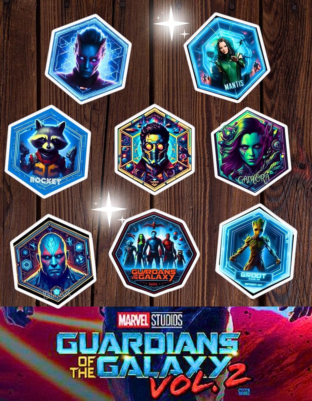 The Guardians of Galaxy Stickers, Main Characters Fom the Guardians of ...