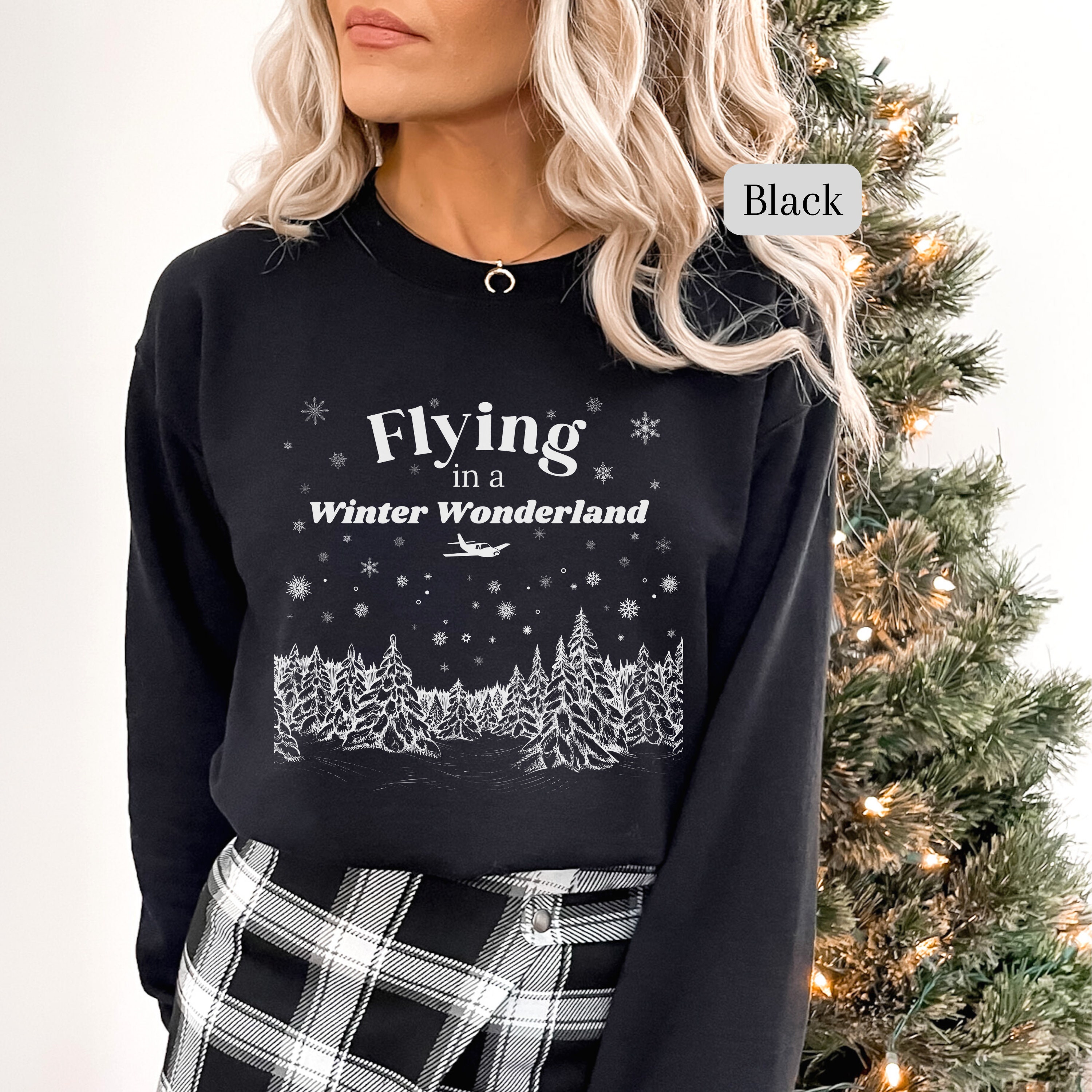 Flying in a Winter Wonderland Airplane Sweatshirt for Pilot Christmas ...