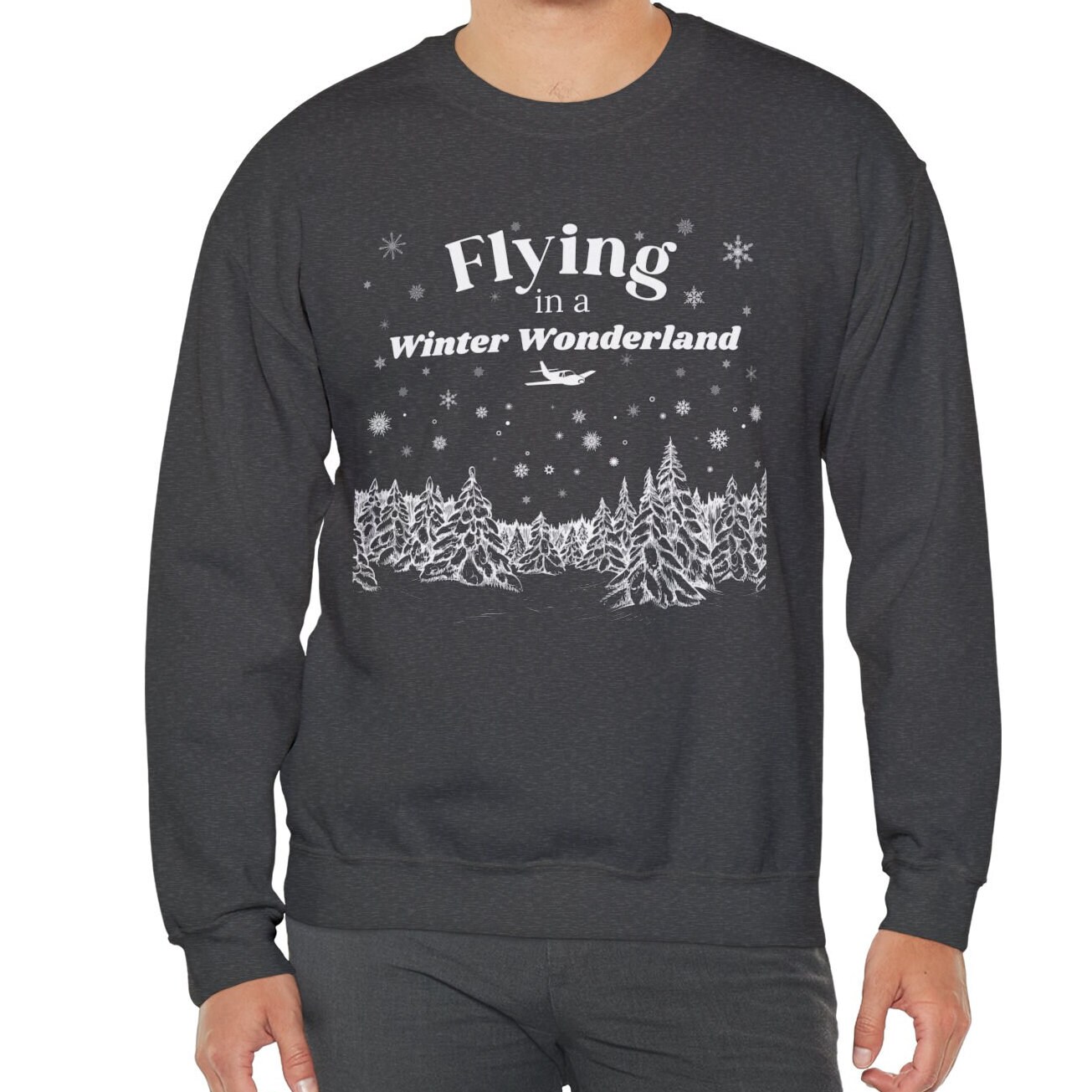 Flying in a Winter Wonderland Airplane Sweatshirt for Pilot Christmas ...