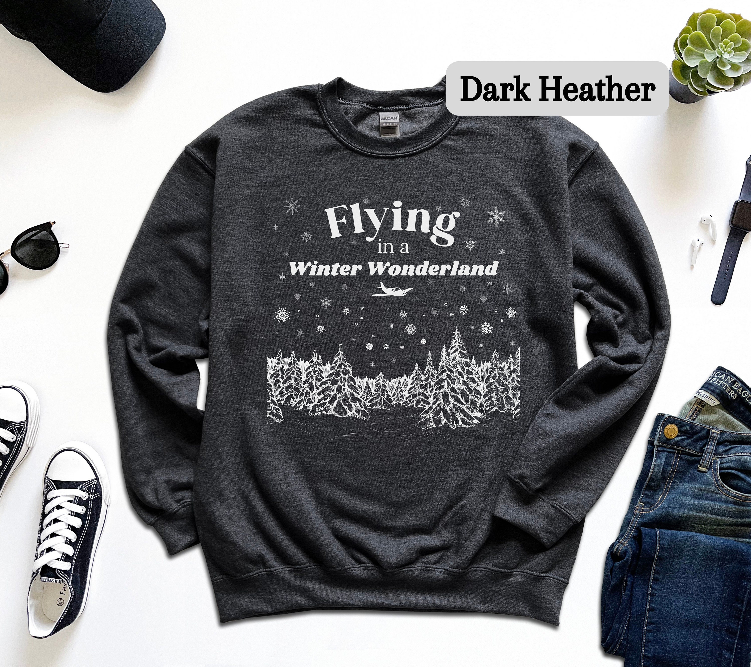 Flying in a Winter Wonderland Airplane Sweatshirt for Pilot Christmas ...