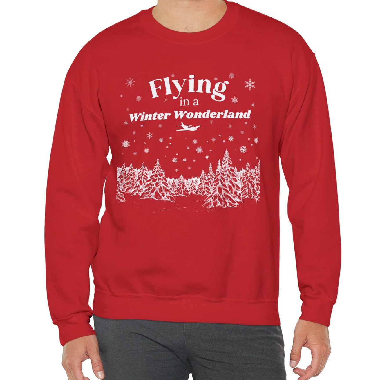 Flying in a Winter Wonderland Airplane Sweatshirt for Pilot Christmas ...