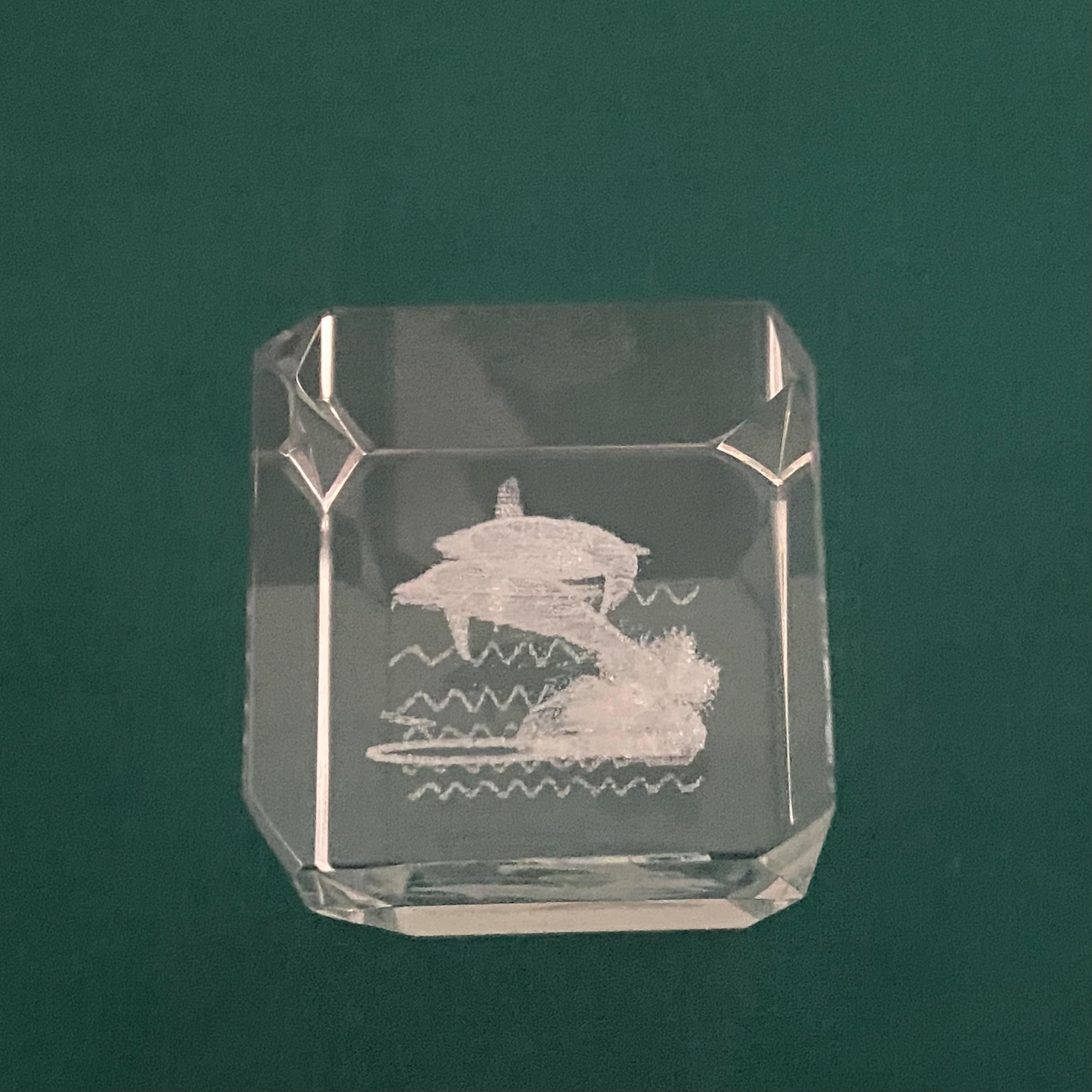 3D Laser Etched Clear Glass Dolphins Paperweight - Etsy