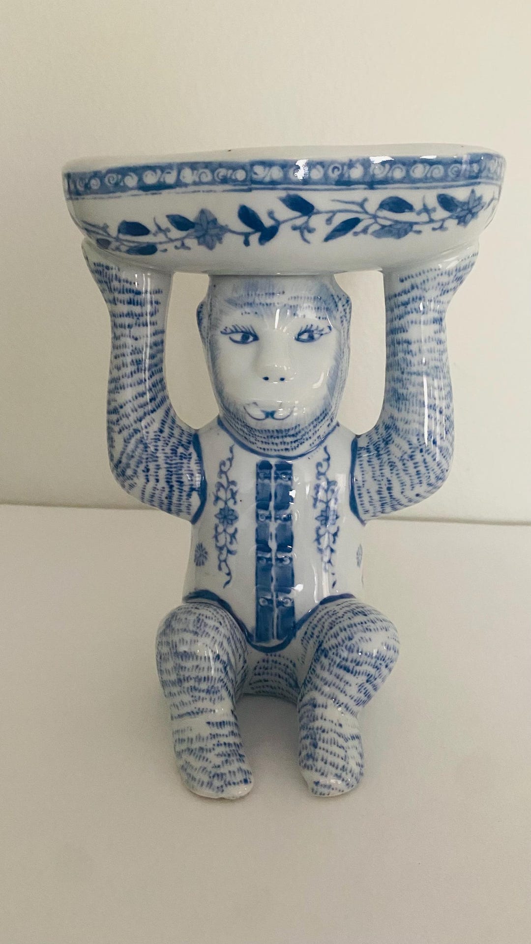 Blue and White Porcelain Monkey Figurine - Etsy