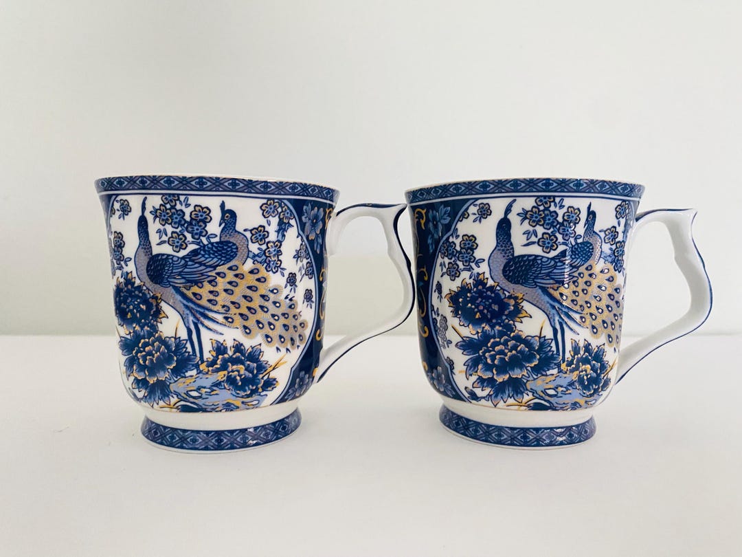 Grace Tea Ware Blue and Gold Mugs - Etsy