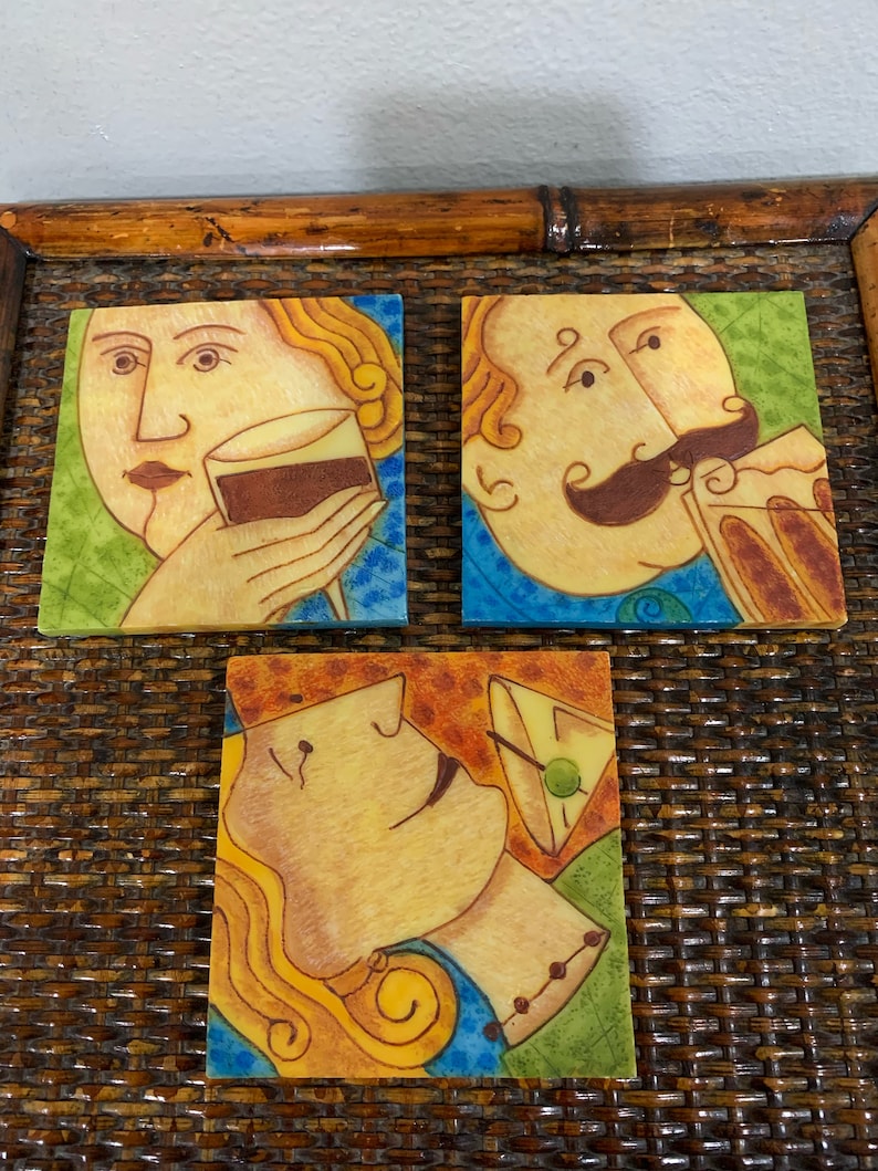 Pablo Picasso Style Set of 3 Resin/stone Coasters 3 7/8” - Etsy