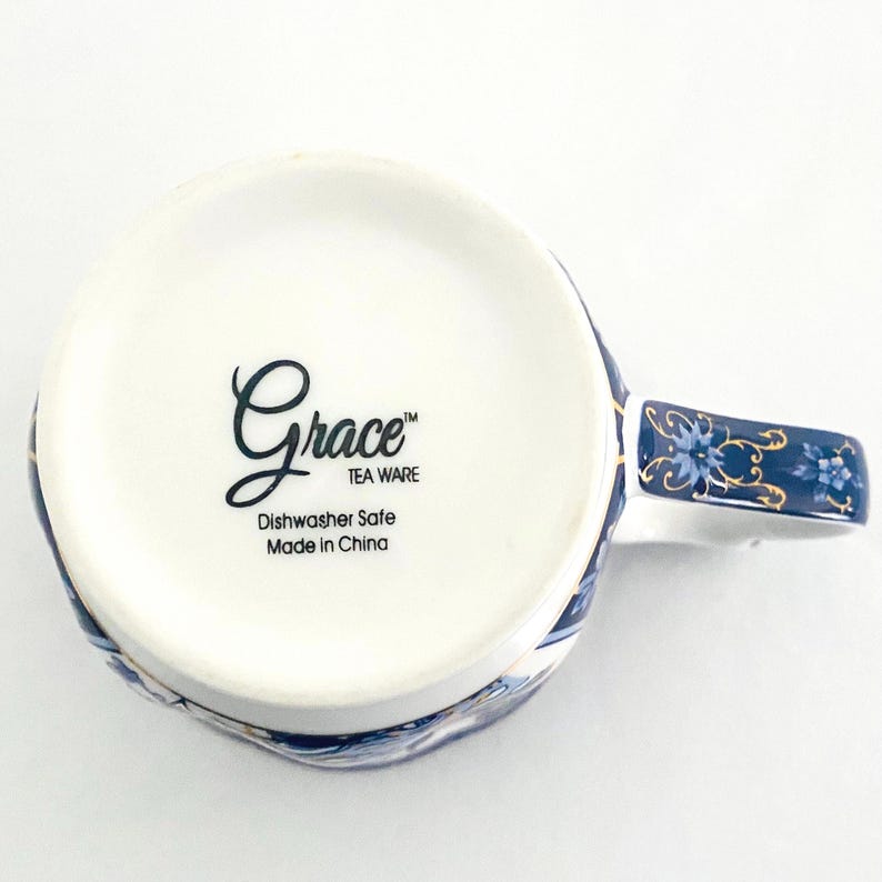 Grace Tea Ware Blue and Gold Mugs - Etsy