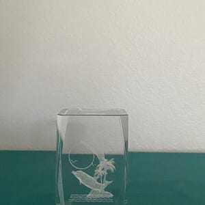 3D Laser Etched Clear Glass Dolphins Paperweight - Etsy