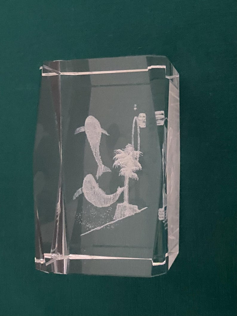 3D Laser Etched Clear Glass Dolphins Paperweight - Etsy