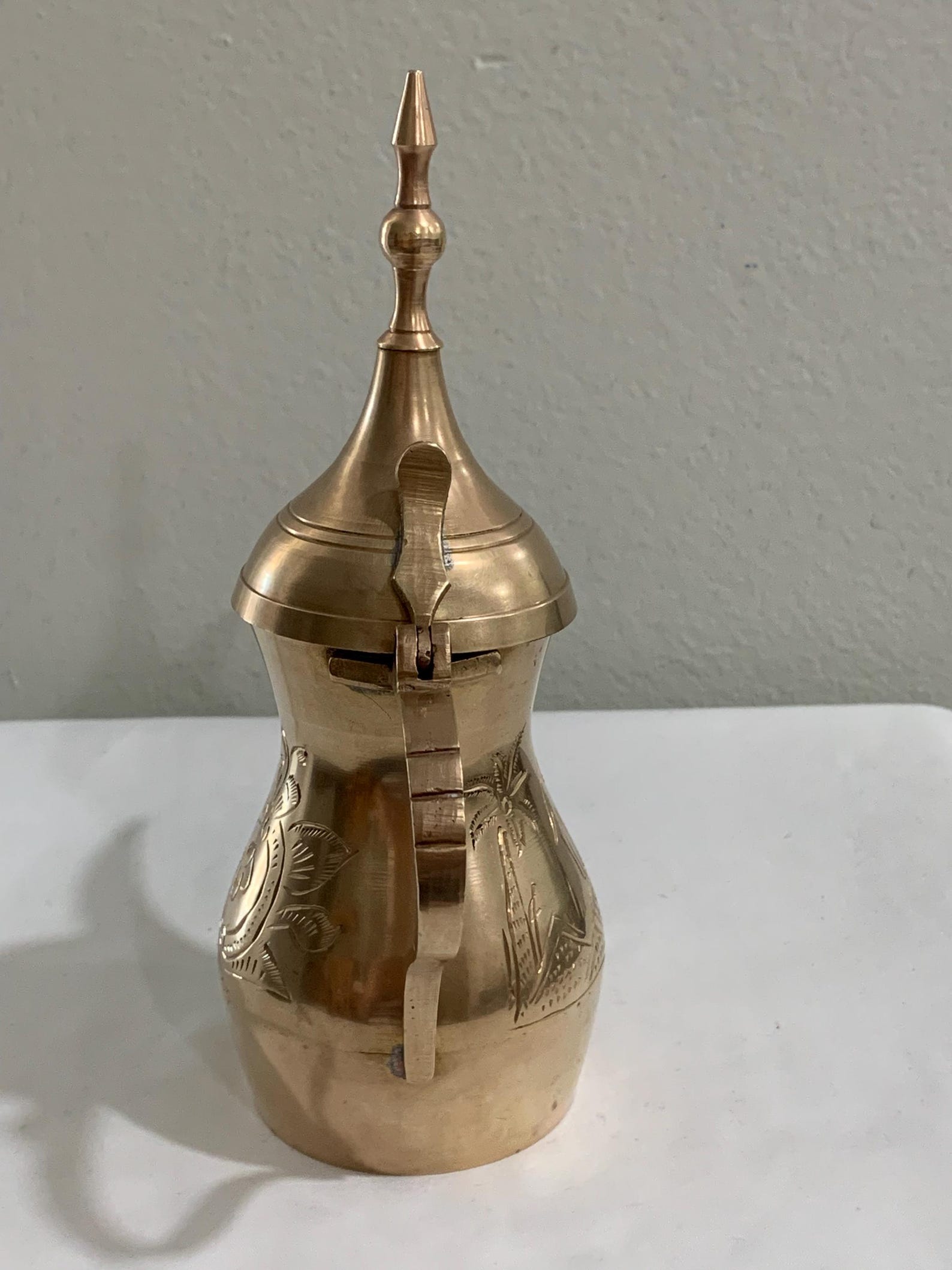 Vintage Middle Eastern Solid Brass Coffee Pot 8 Oz 7.75 H 6.25 L Spout ...
