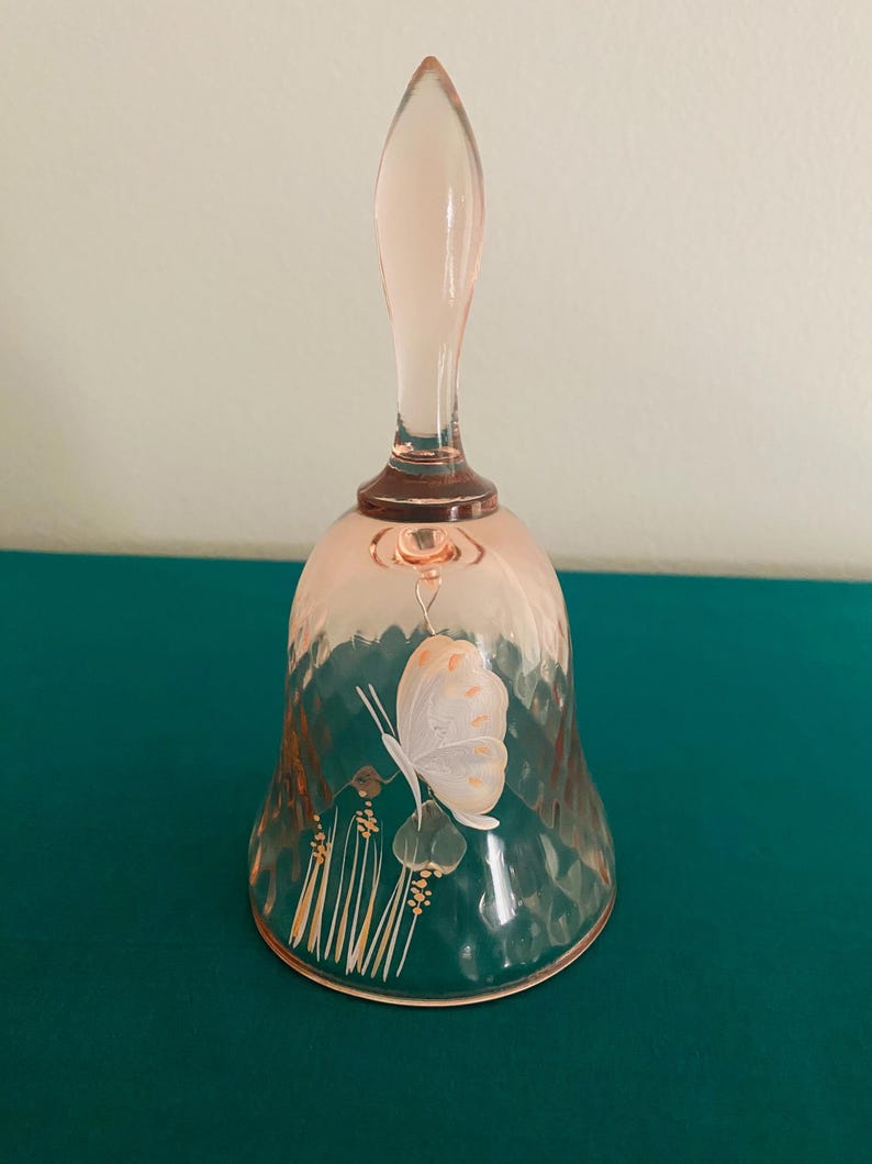 Fenton Hand Painted Pink Diamond Optic Bell - Etsy