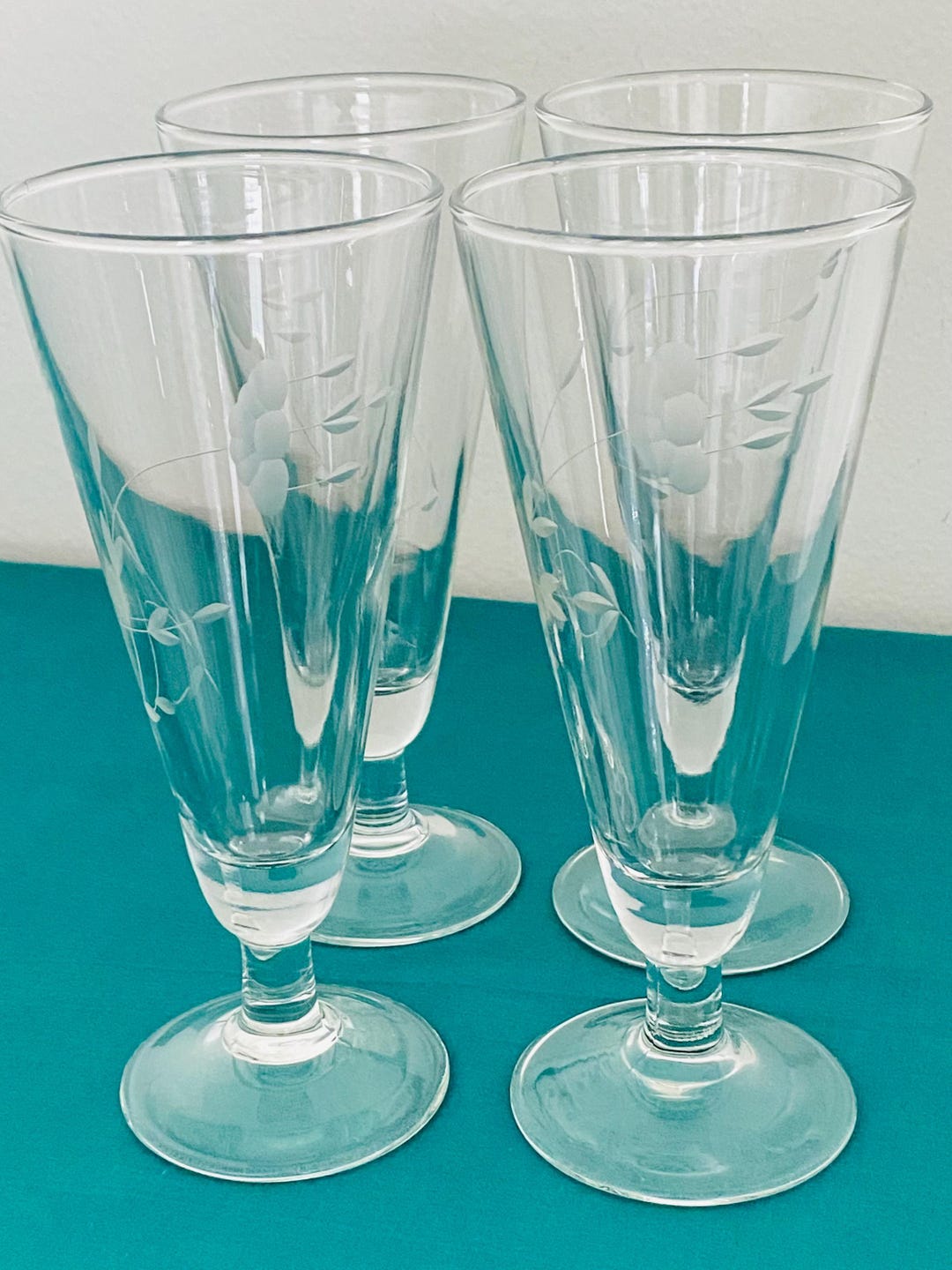 4 Princess House Heritage Pilsner Glasses - Etsy