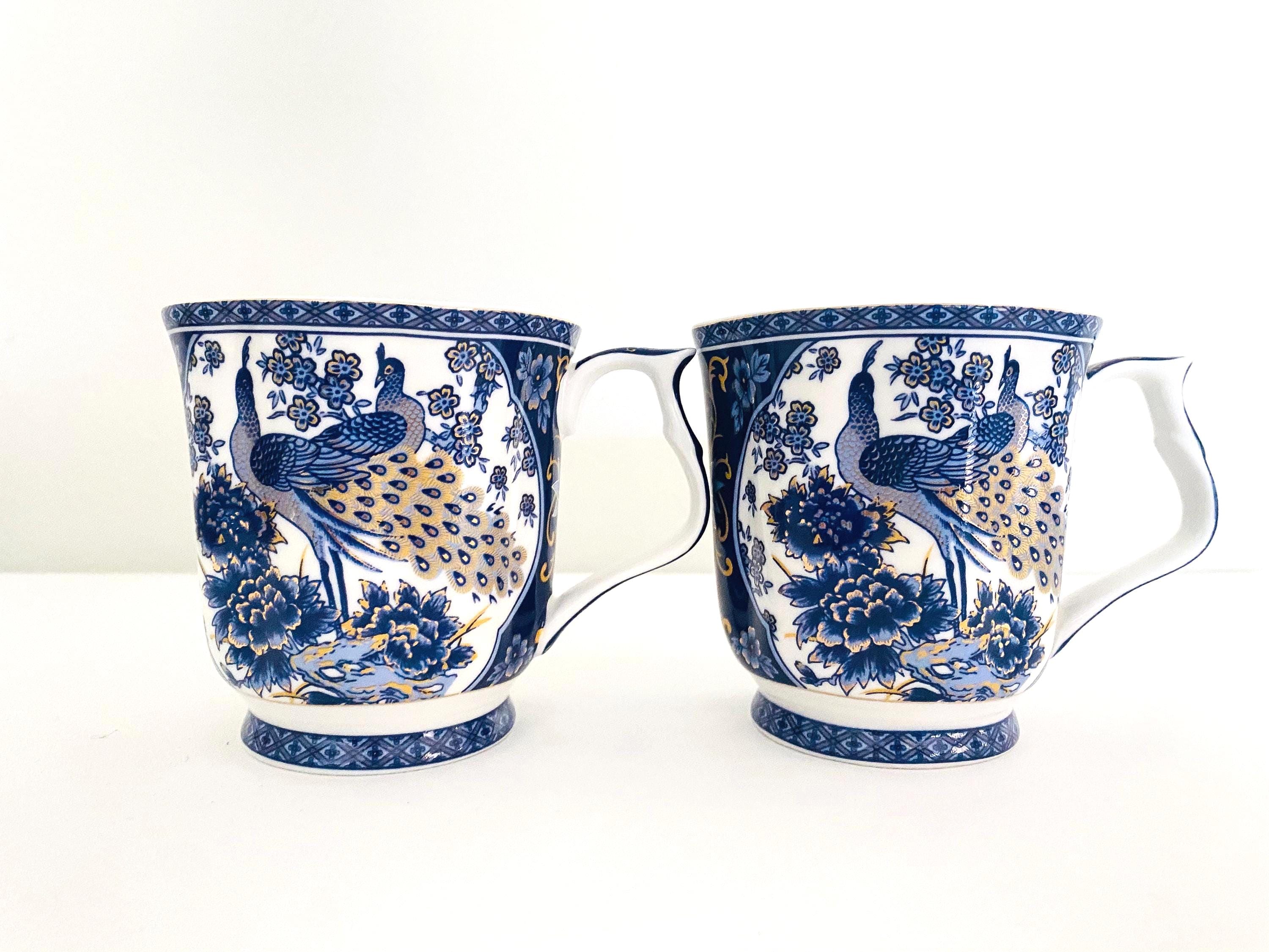 Grace Tea Ware Blue and Gold Mugs - Etsy