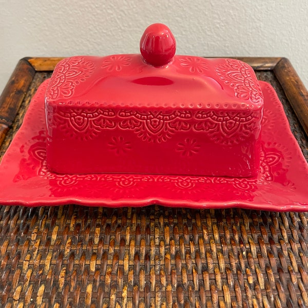 Red Butter Dish - Etsy