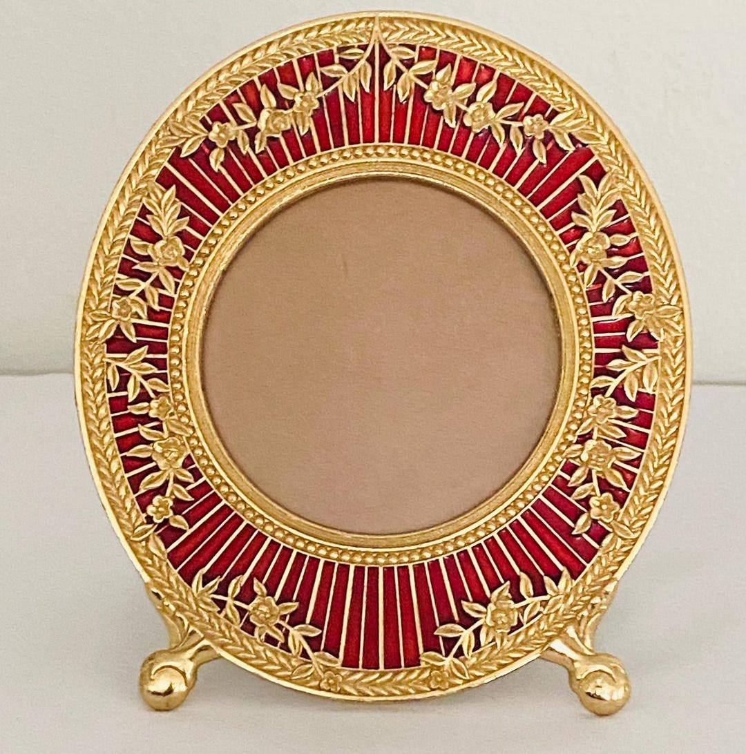 Vintage Ornate Red and Gold Oval Picture Frame - Etsy