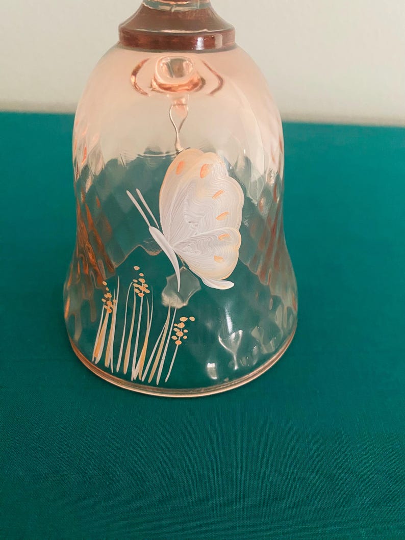 Fenton Hand Painted Pink Diamond Optic Bell - Etsy