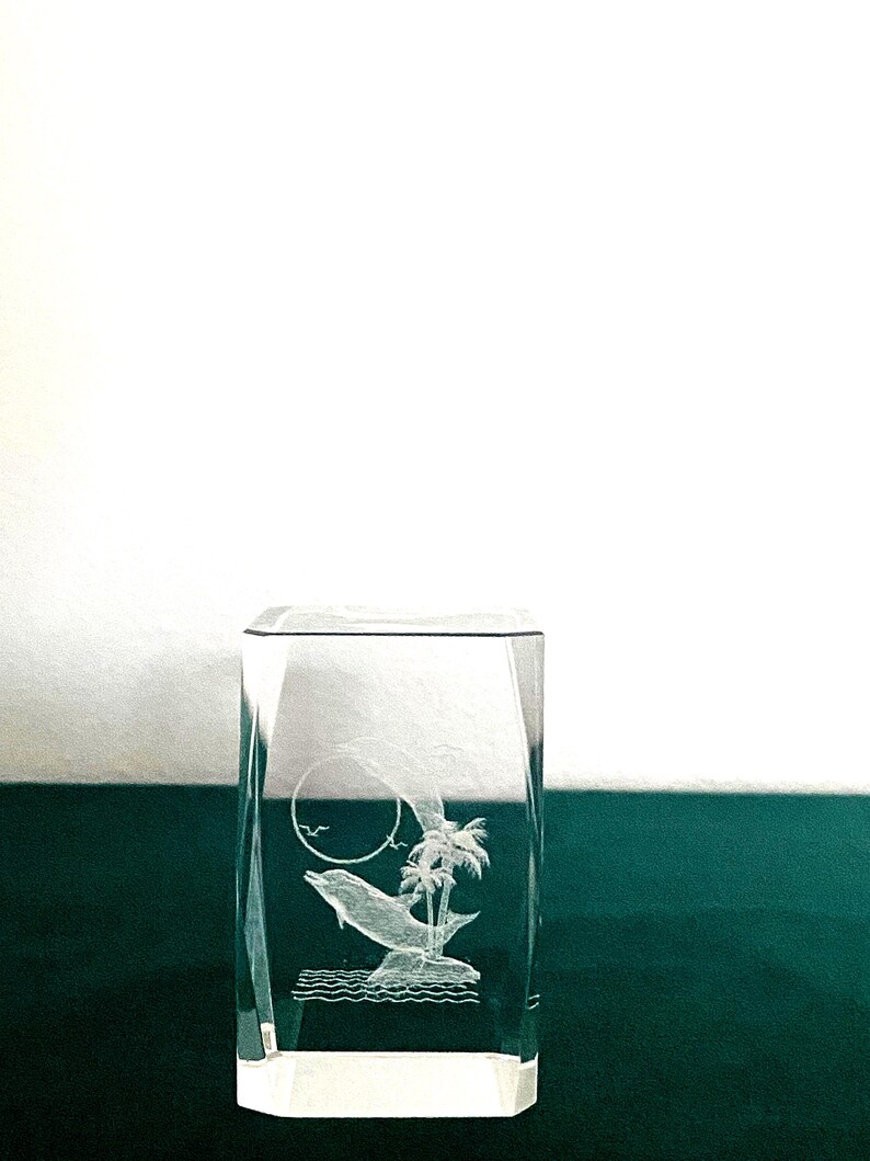 3D Laser Etched Clear Glass Dolphins Paperweight - Etsy