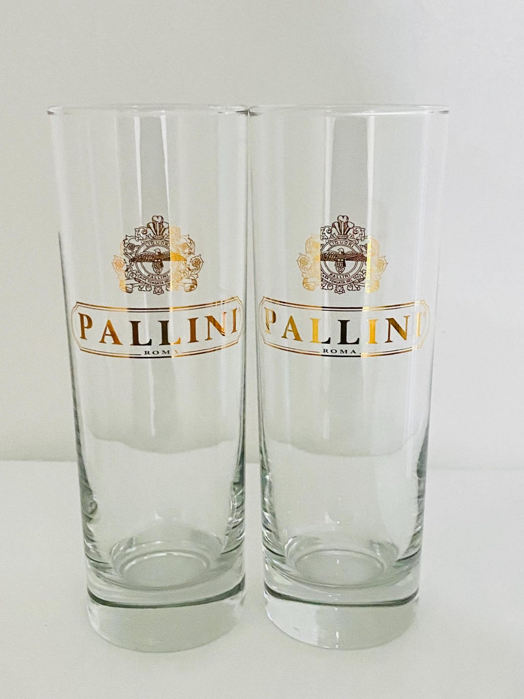 Pair of Pallini Roma Lemoncello Italian Liqueur Gold Logo Tall Highball ...
