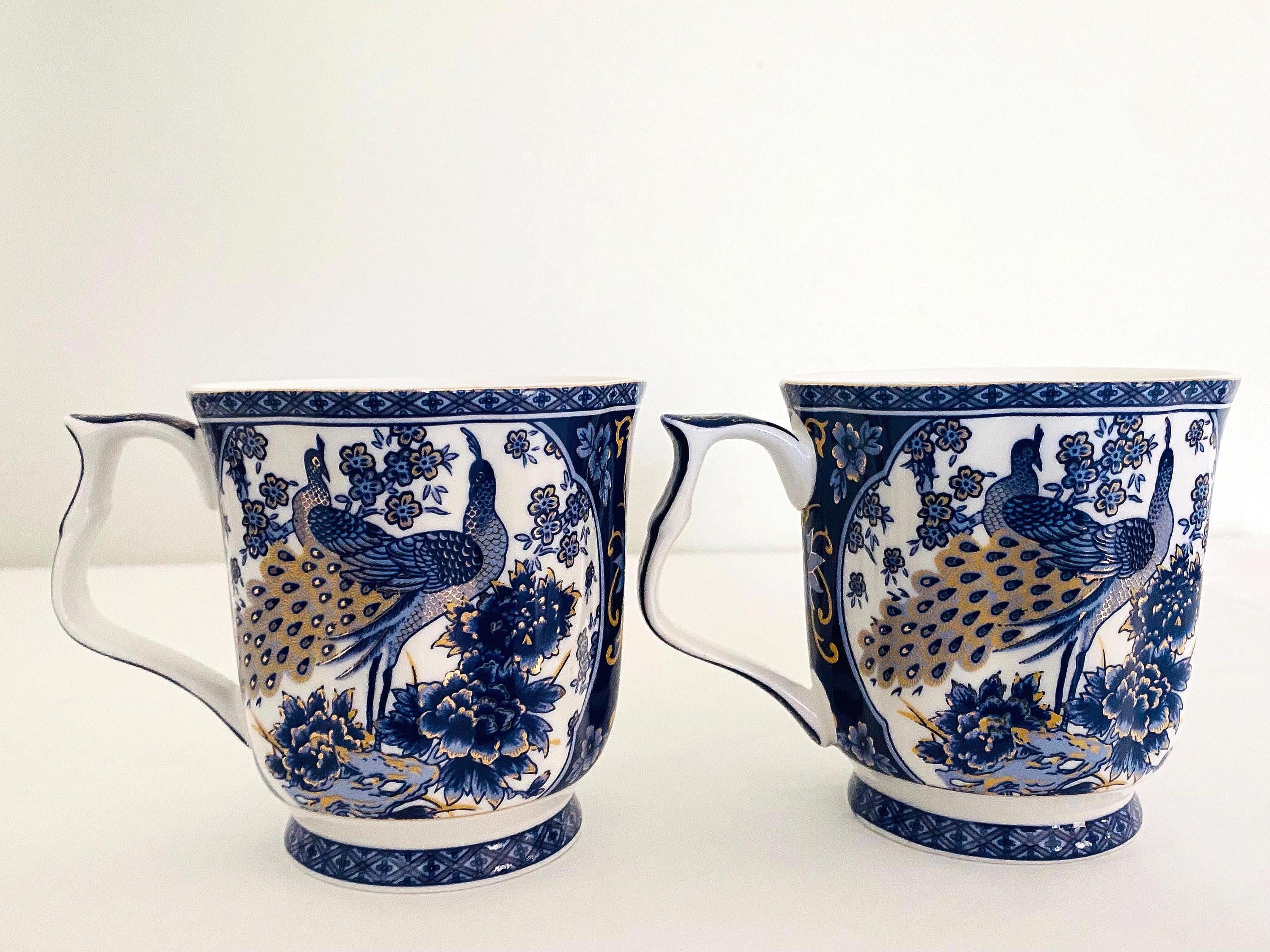 Grace Tea Ware Blue and Gold Mugs - Etsy