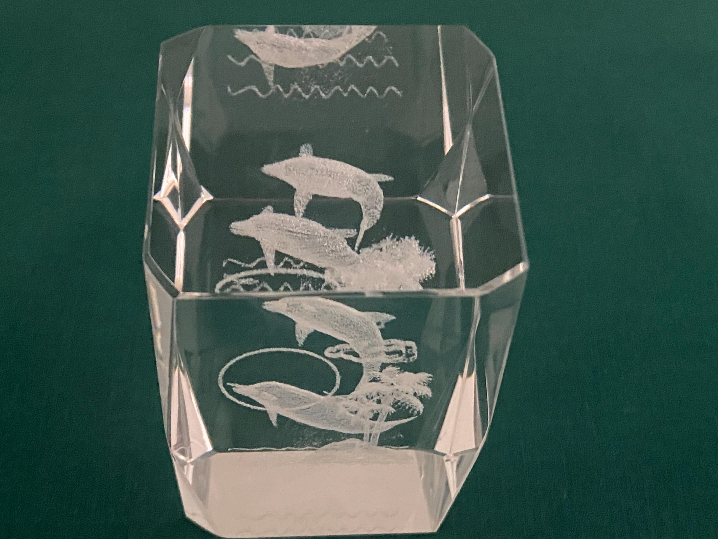 3D Laser Etched Clear Glass Dolphins Paperweight - Etsy