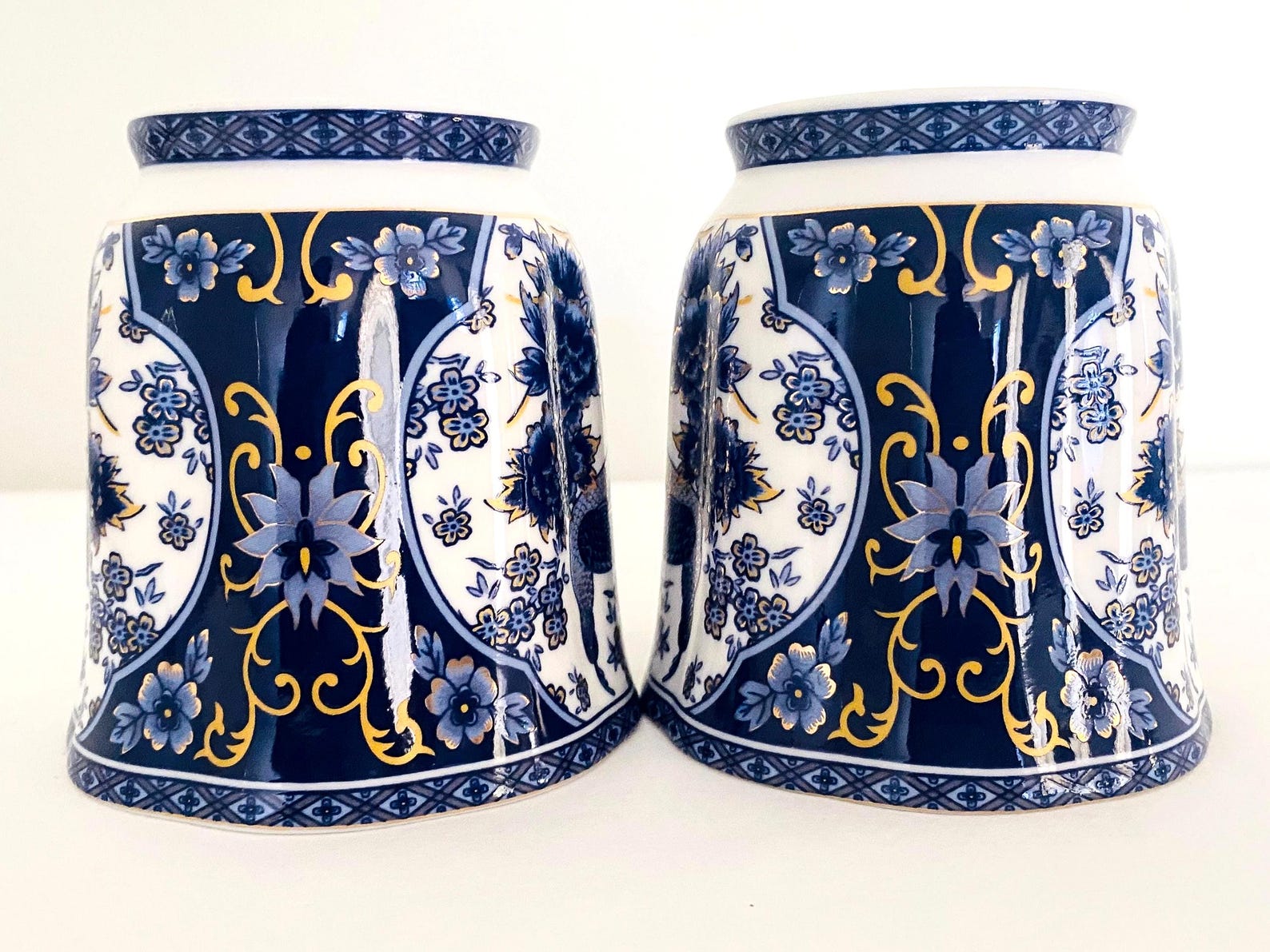 Grace Tea Ware Blue and Gold Mugs - Etsy