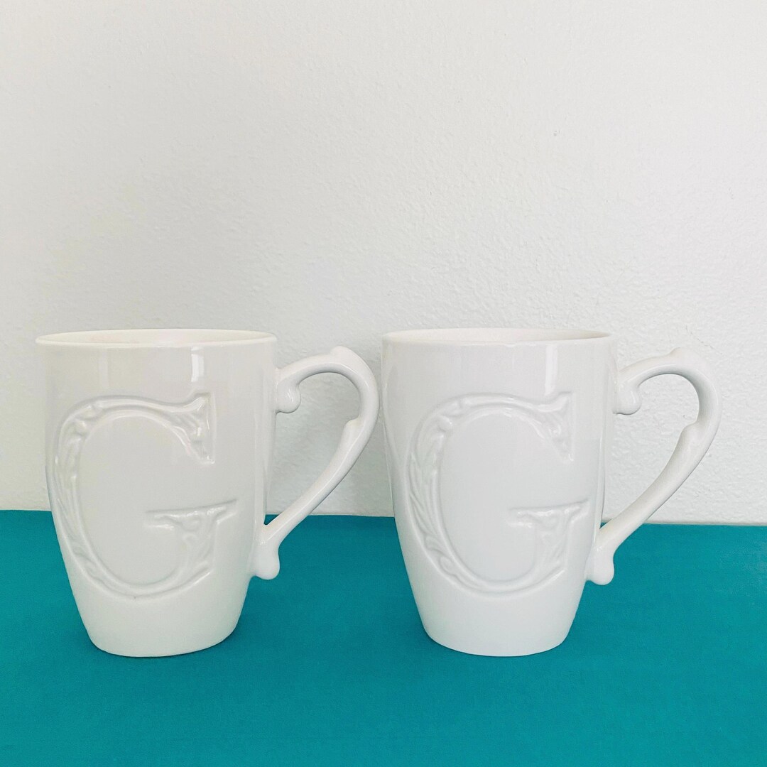 Pair of Initially Mine by Lenox Letter “G” Porcelain Mugs - Etsy