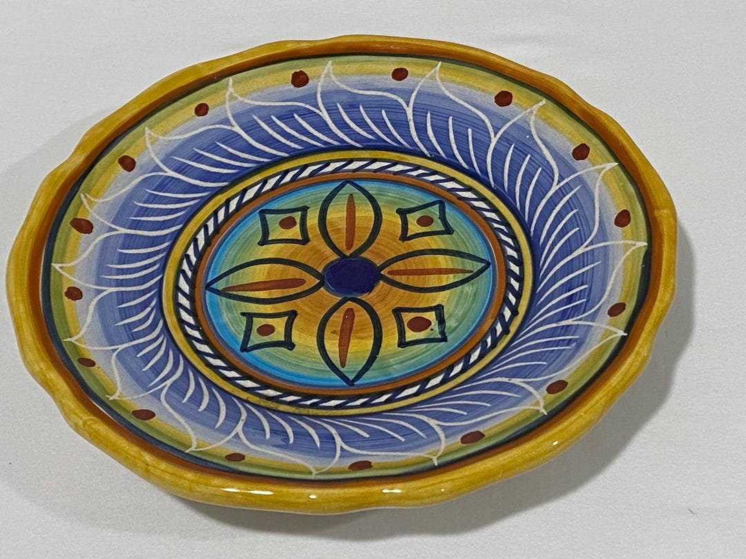 Deruta Italy Hand Painted Geometric Pattern Salad/decor Plate - Etsy