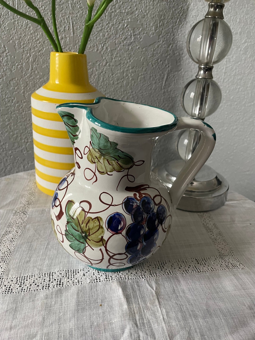 Hand Made Vintage Italian Vase Pitcher 7h 6 Across - Etsy