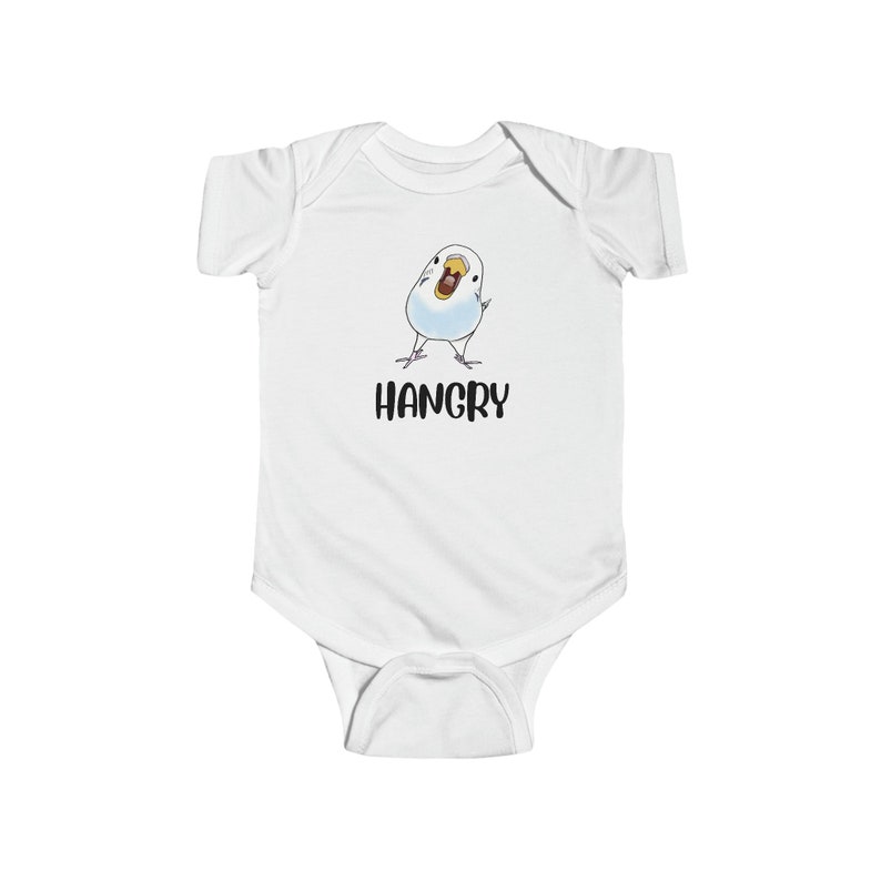Cute HANGRY Budgie Parakeet Baby Bodysuit - Unisex 0-3, 3-6, 6 Mo, 6-9 ...