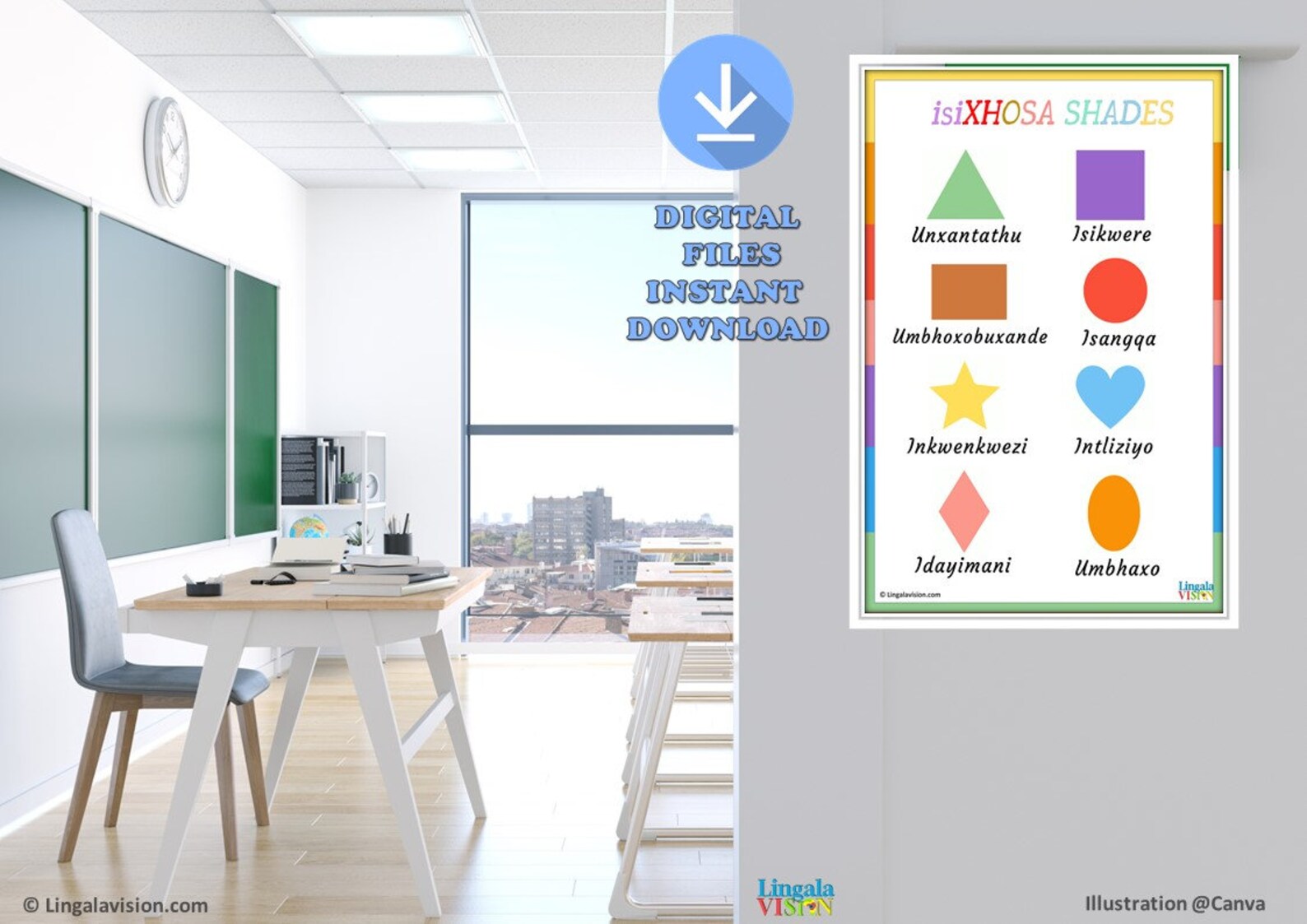 Xhosa Shapes Poster, Gift for Educational Wall Art, Montessori Nursery ...