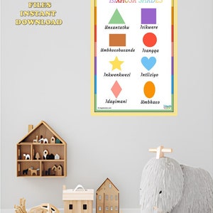 Xhosa Shapes Poster, Gift for Educational Wall Art, Montessori Nursery ...
