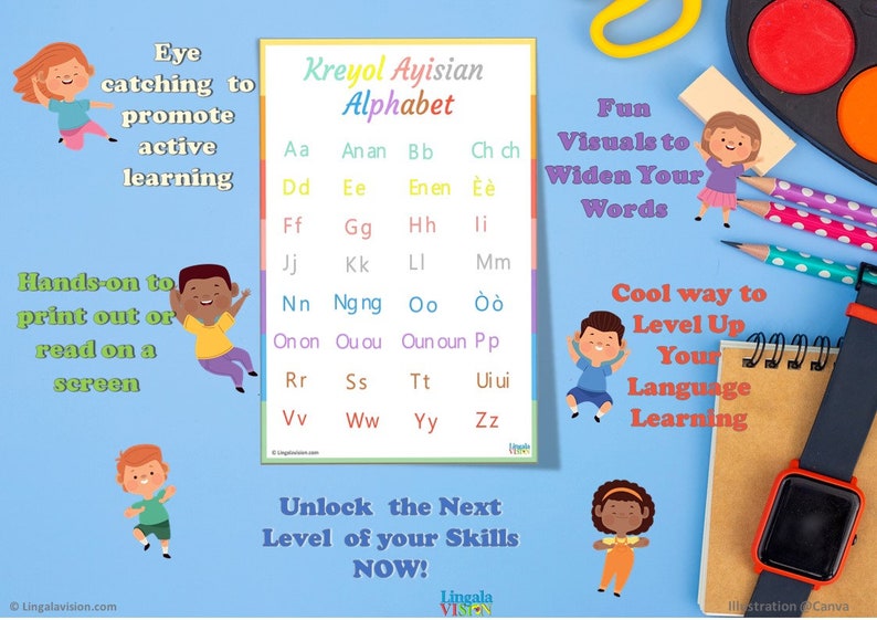 Haitian Creole Nursery Alphabet Poster, Rainbow, Educational Wall Art ...
