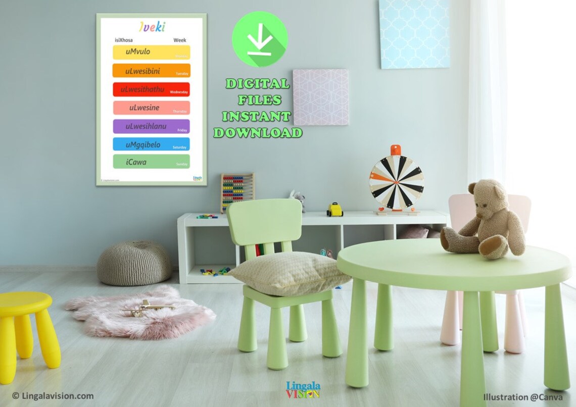 Xhosa Weekdays, Classroom Educational Poster, South Africa Printable ... Xhosa Weekdays, Classroom Educational Poster, South Africa Printable ...