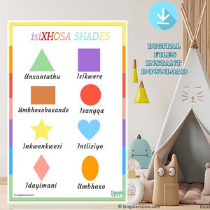Xhosa Shapes Poster, Gift for Educational Wall Art, Montessori Nursery ...