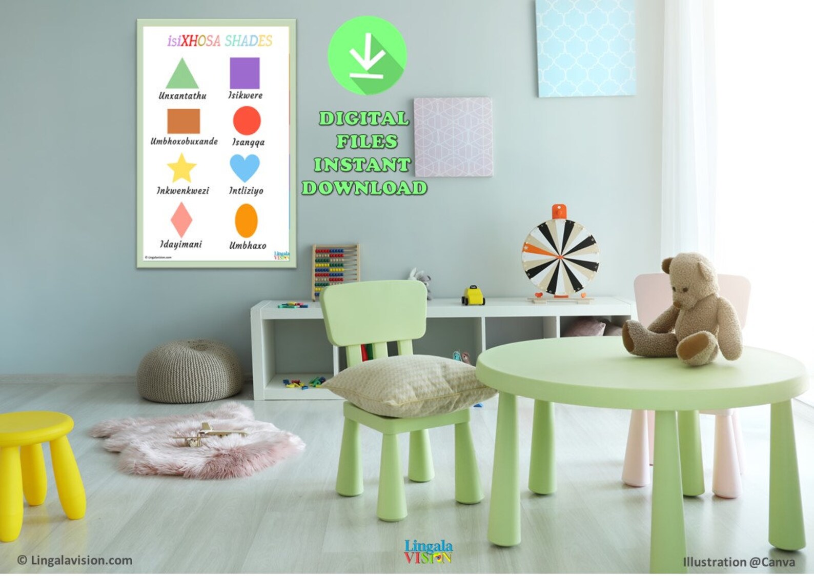 Xhosa Shapes Poster, Gift for Educational Wall Art, Montessori Nursery ...