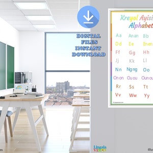 Haitian Creole Nursery Alphabet Poster, Rainbow, Educational Wall Art ...