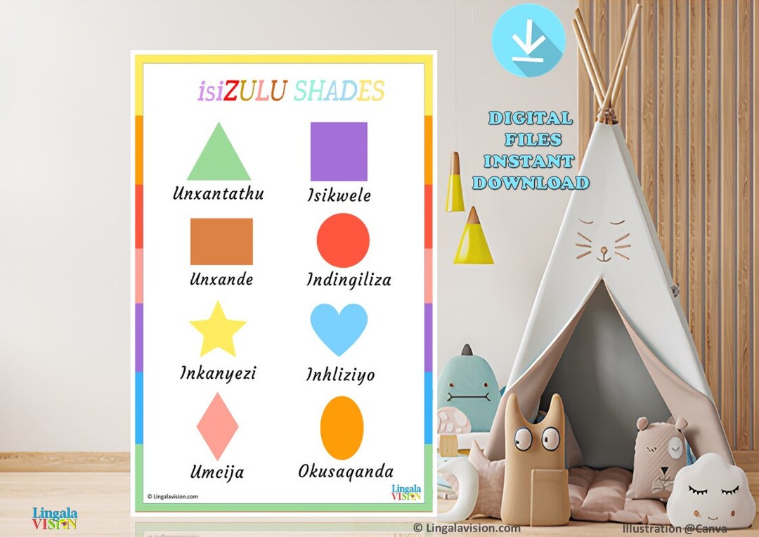 Isizulu Shapes Poster, Educational Wall Art, Montessori Nursery Poster ...