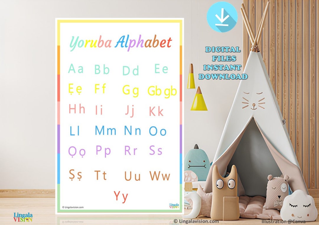 Yoruba Nursery Alphabet Poster, Rainbow, Educational Wall Art Printable ...