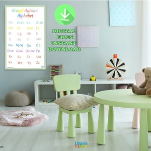 Haitian Creole Nursery Alphabet Poster, Rainbow, Educational Wall Art ...