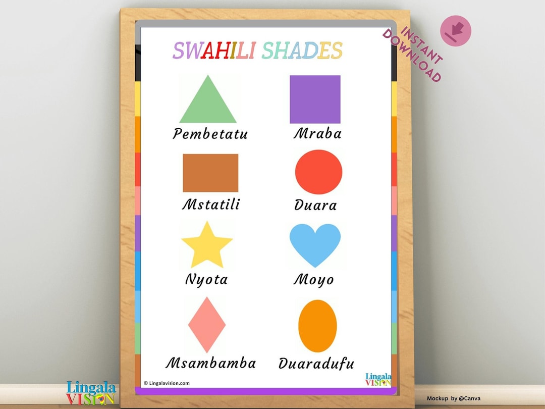Swahili Shapes Poster, Educational Wall Art, Montessori Nursery Poster ...